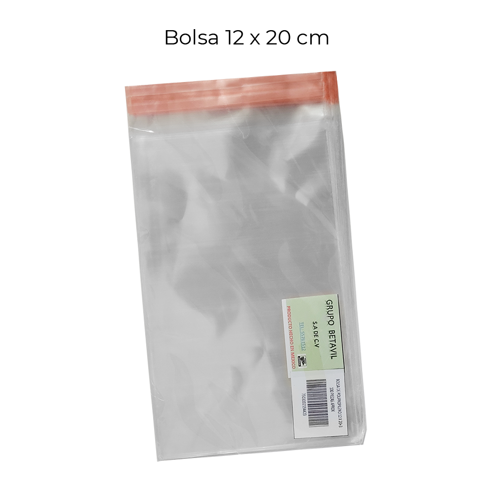 Bolsa de celofán 12x20 con pegamento c/90pz – La Mimi