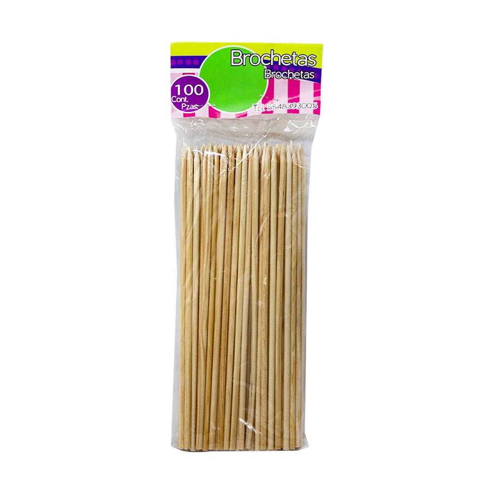 Palillo de Pino p/brocheta No. 8" c/90pz – La Mimi